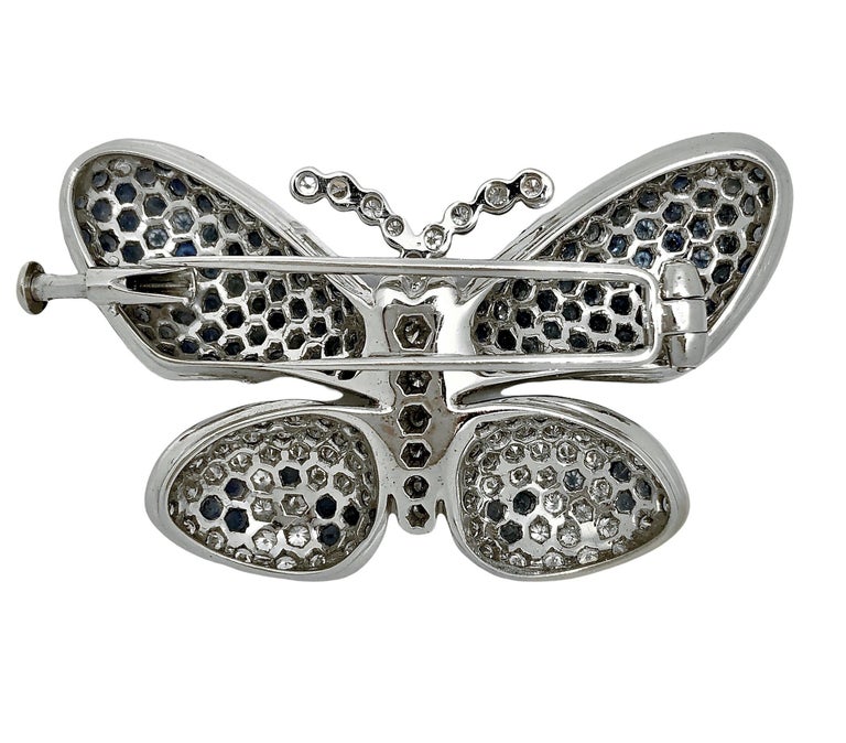 Distinctive 18K White Gold, Diamond, and Vibrant Blue Sapphire ...
