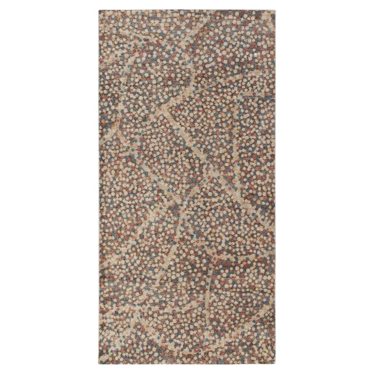 Rug and Kilim's Distressed Abstract Rug in Brown, Red and Blue Dots ...