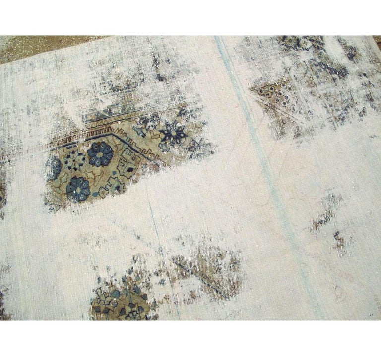 Distressed and Overdyed Handmade Persian Tabriz Rug For Sale at 1stDibs