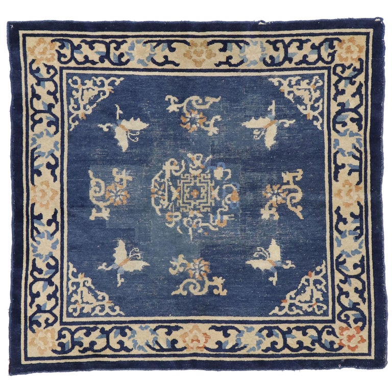 Distressed Antique Chinese Peking Rug with Romantic Chinoiserie Style ...