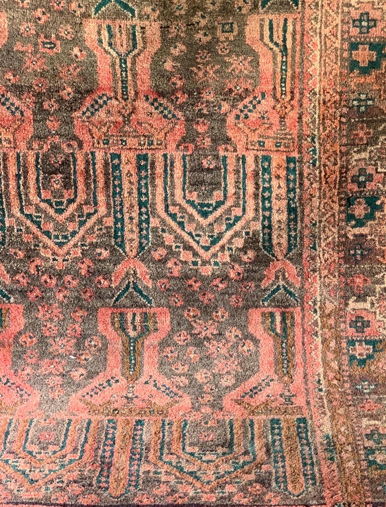 Distressed Antique Geometric Rug Carpet Runner For Sale at 1stDibs