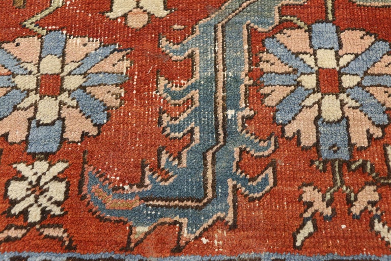 Distressed Antique Persian All-Over Serapi Rug with Rustic Downton ...
