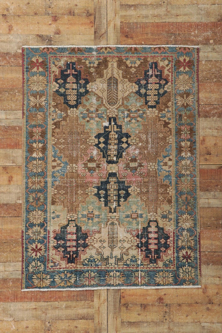 Distressed Antique Persian Bakhtiari Rug For Sale at 1stDibs