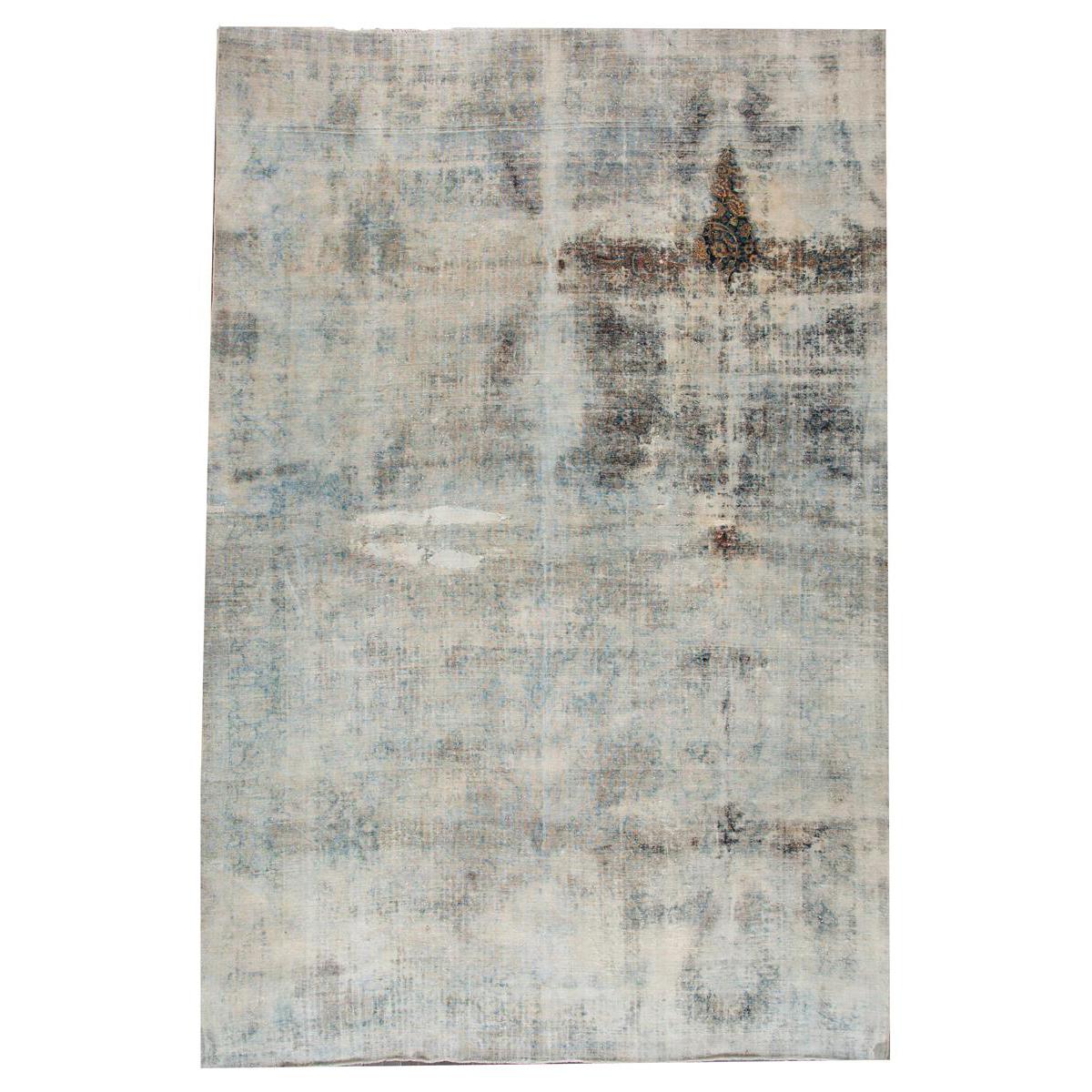 Antique Distressed Gray Persian Kerman Rug, 10x13.03 For Sale at 1stDibs