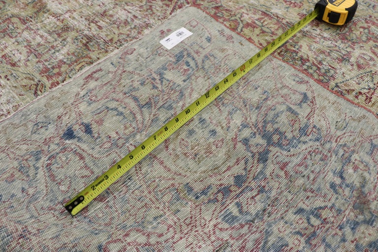 Distressed Antique Persian Kerman Rug with Modern Rustic English ...