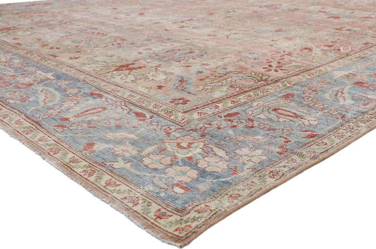 Distressed Antique Persian Mahal Design Rug with English Country ...
