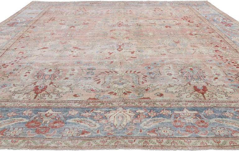 Distressed Antique Persian Mahal Design Rug with English Country ...