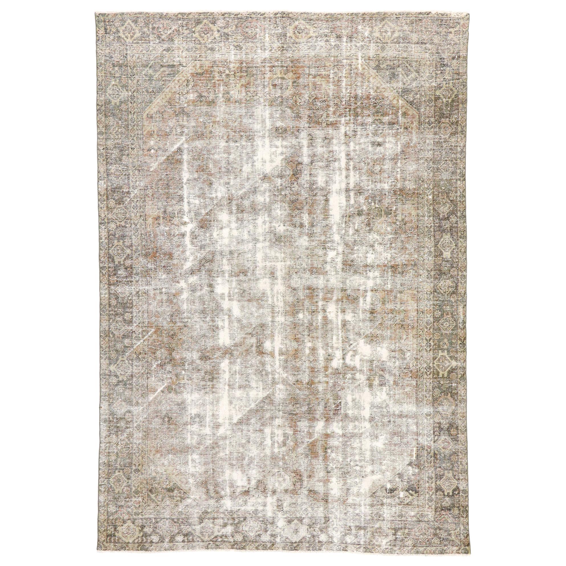 Distressed Antique Persian Mahal Rug with Modern Industrial Style at ...