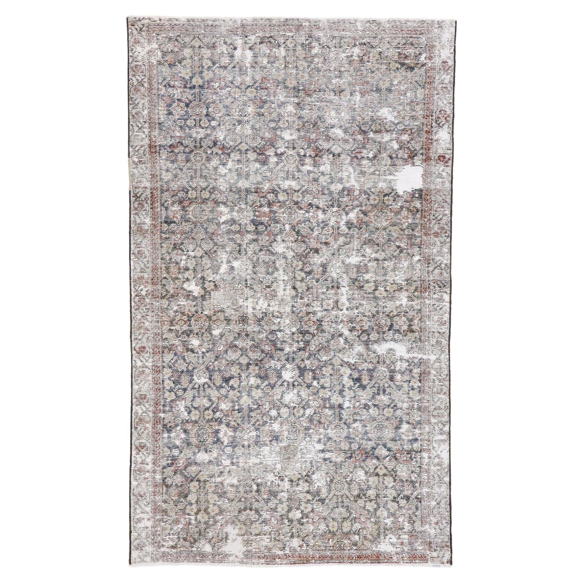 Distressed Antique Persian Mahal Runner with Modern Rustic Industrial ...