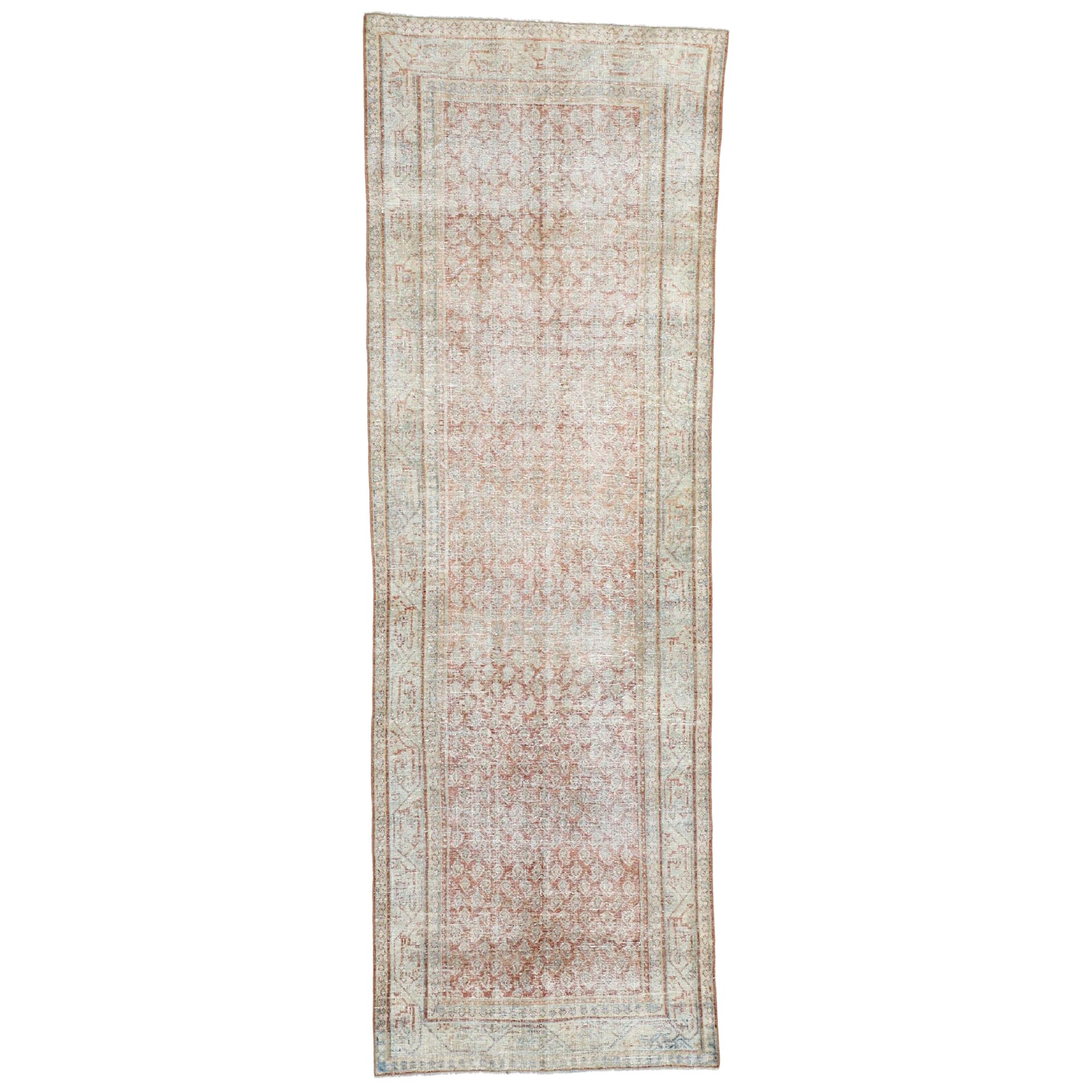 Distressed Antique Persian Isfahan Rug with Relaxed Federal Style ...