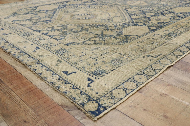 Distressed Antique Persian Shiraz Design Rug with British Colonial ...