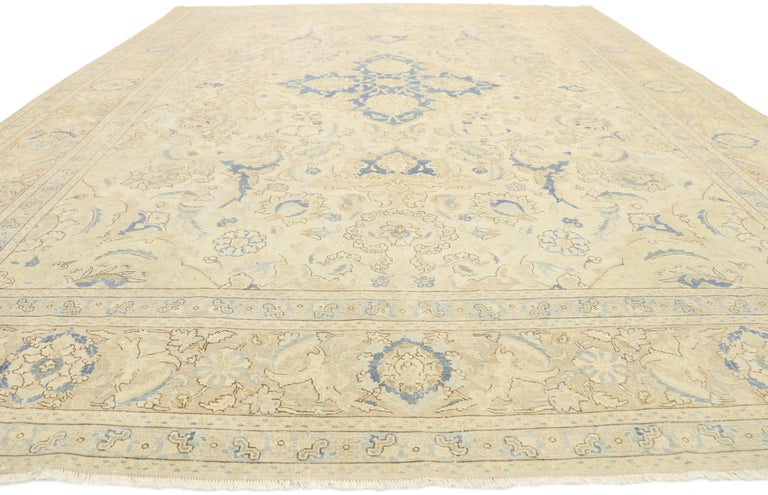 Distressed Antique Persian Tabriz Rug with British Colonial Style For ...