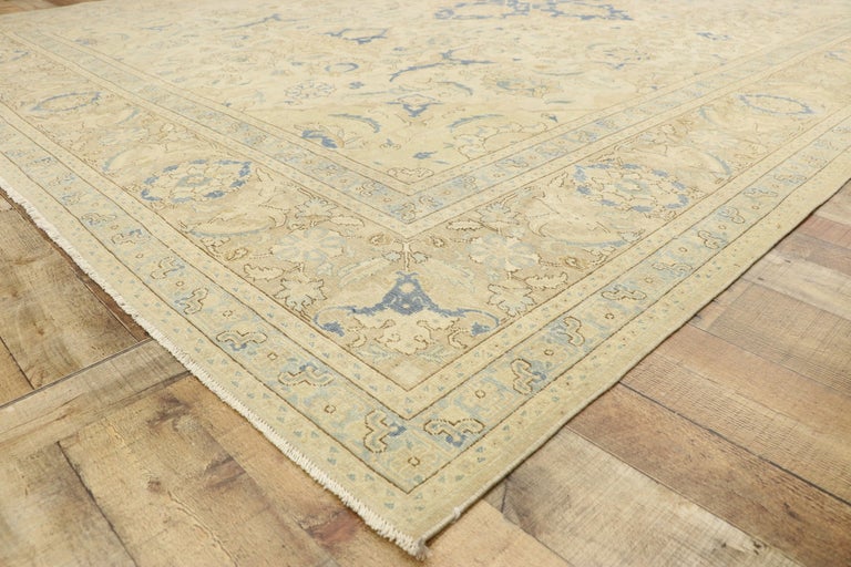 Distressed Antique Persian Tabriz Rug with British Colonial Style For ...
