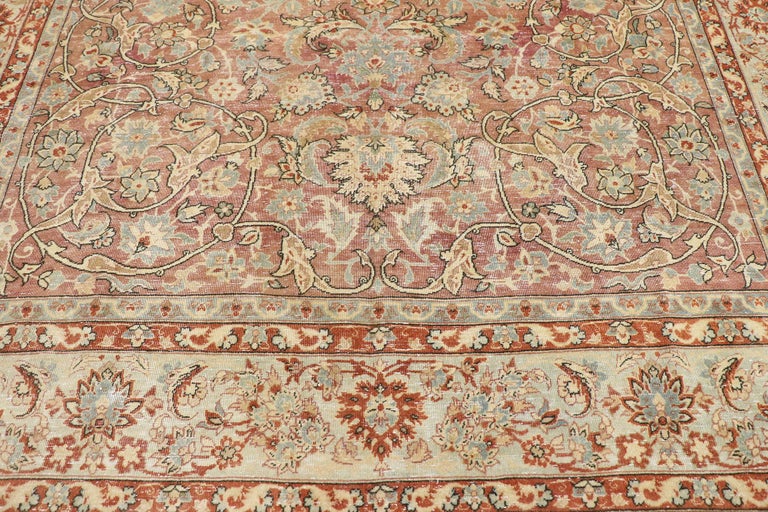 Distressed Antique Persian Tabriz Rug with Rustic Italian Tuscan Style ...