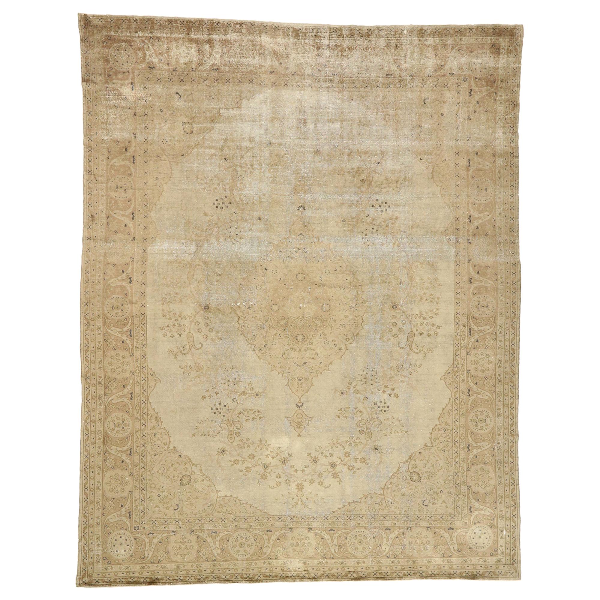 Distressed Turkish Sivas Rug with Shabby Chic English Country Cottage ...