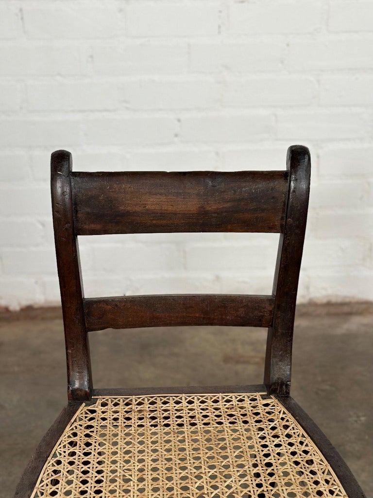 Distressed Caned Dining Chairs, Set of Four For Sale at 1stDibs
