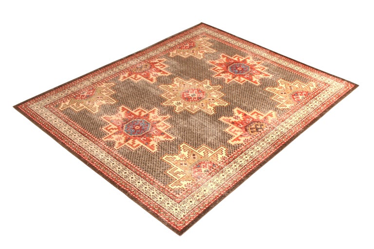 Rug and Kilim's Distressed Classic Beige Brown Red Rug Medallion, Style ...