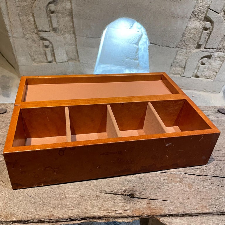 Distressed Cognac Leather Wrapped Sectioned Box Piel Canela Juarez ...