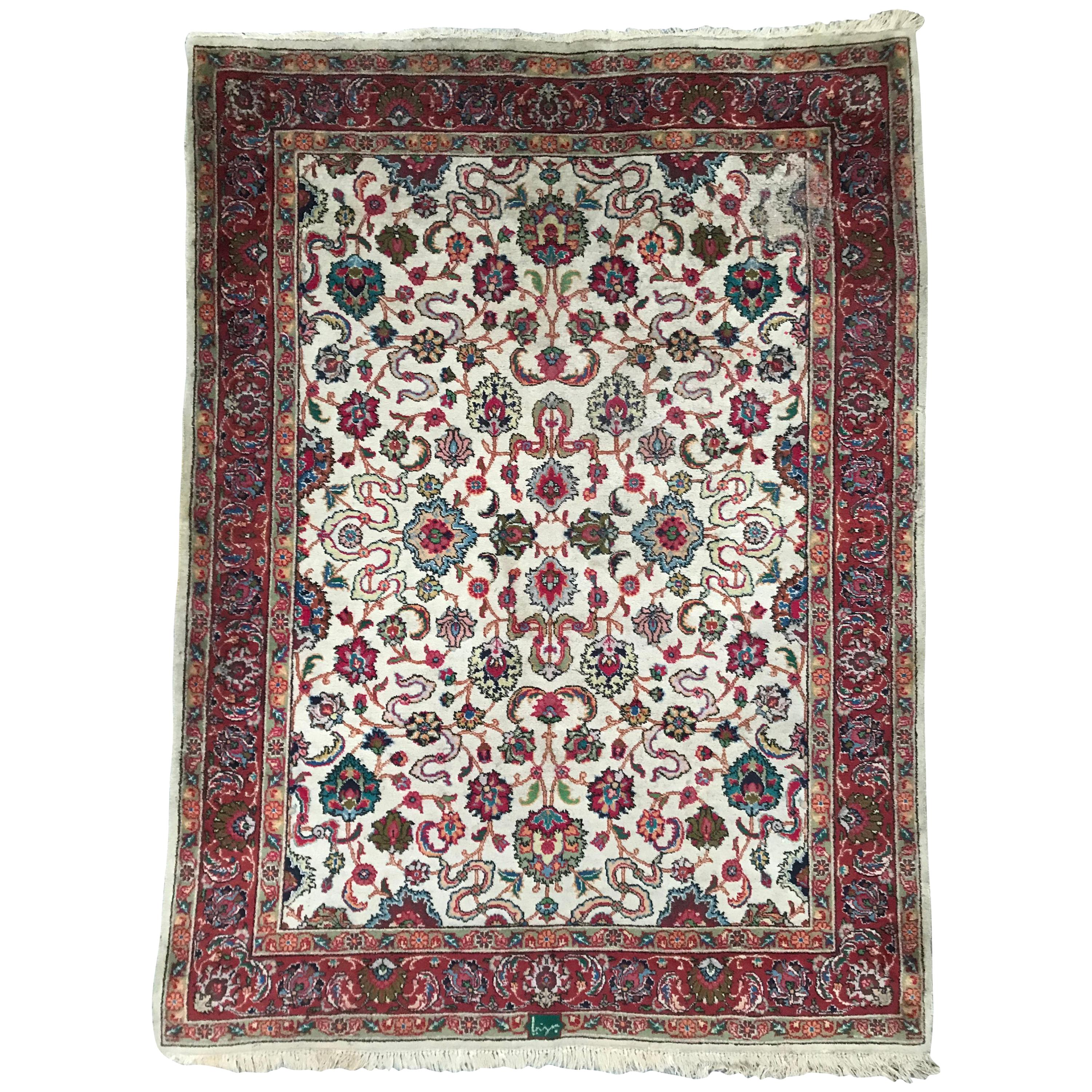Simply Beautiful Distressed Tabriz Rug For Sale at 1stDibs