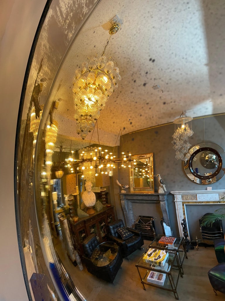 Distressed Double Convex Mirror For Sale at 1stDibs