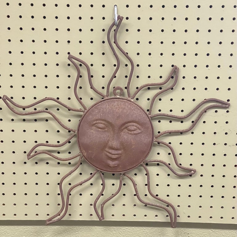 Distressed Metal Sun Sculpture / Wall Hanging For Sale at 1stDibs
