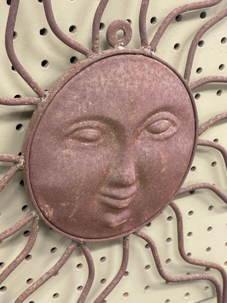 Distressed Metal Sun Sculpture / Wall Hanging For Sale at 1stDibs