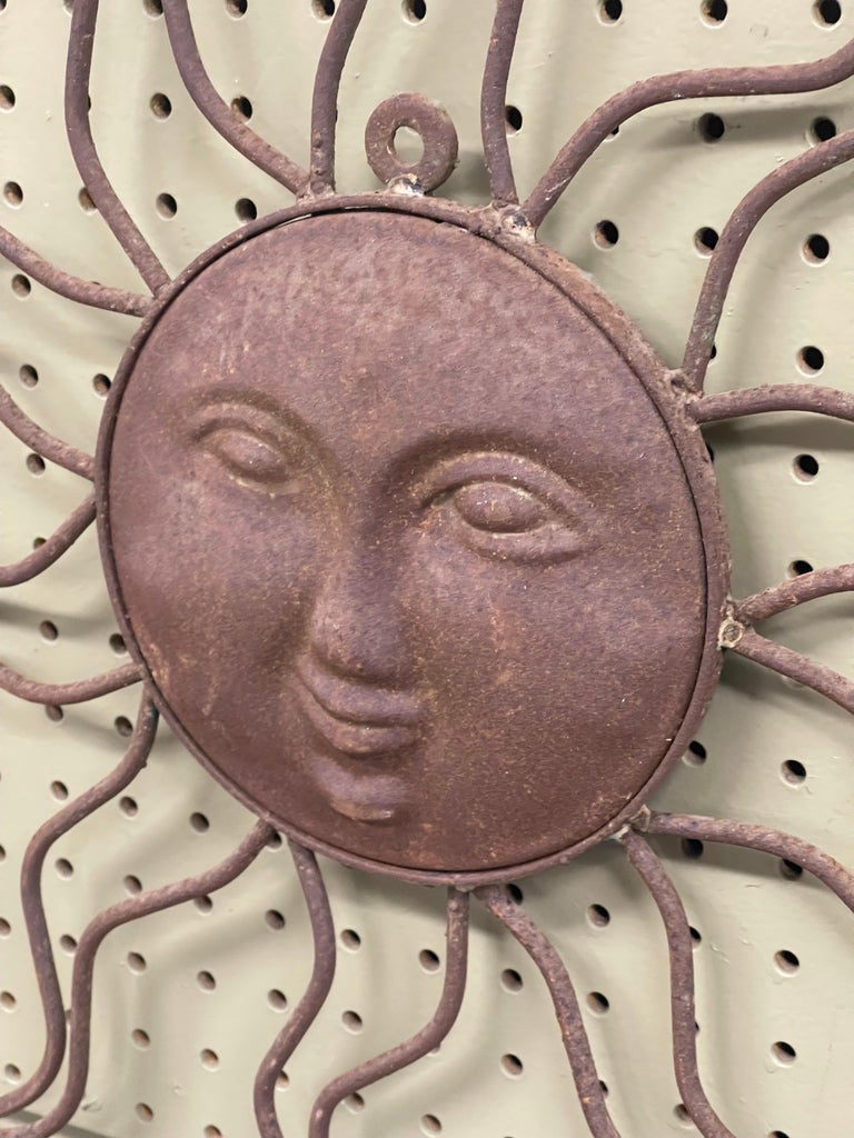 Distressed Metal Sun Sculpture / Wall Hanging For Sale at 1stDibs