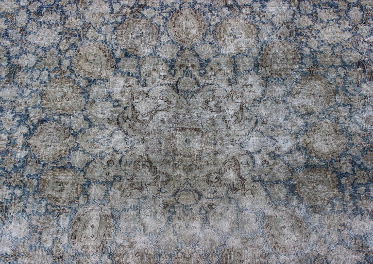 Distressed Modern Design Rug with Faded Colors from 1950s Persia For ...