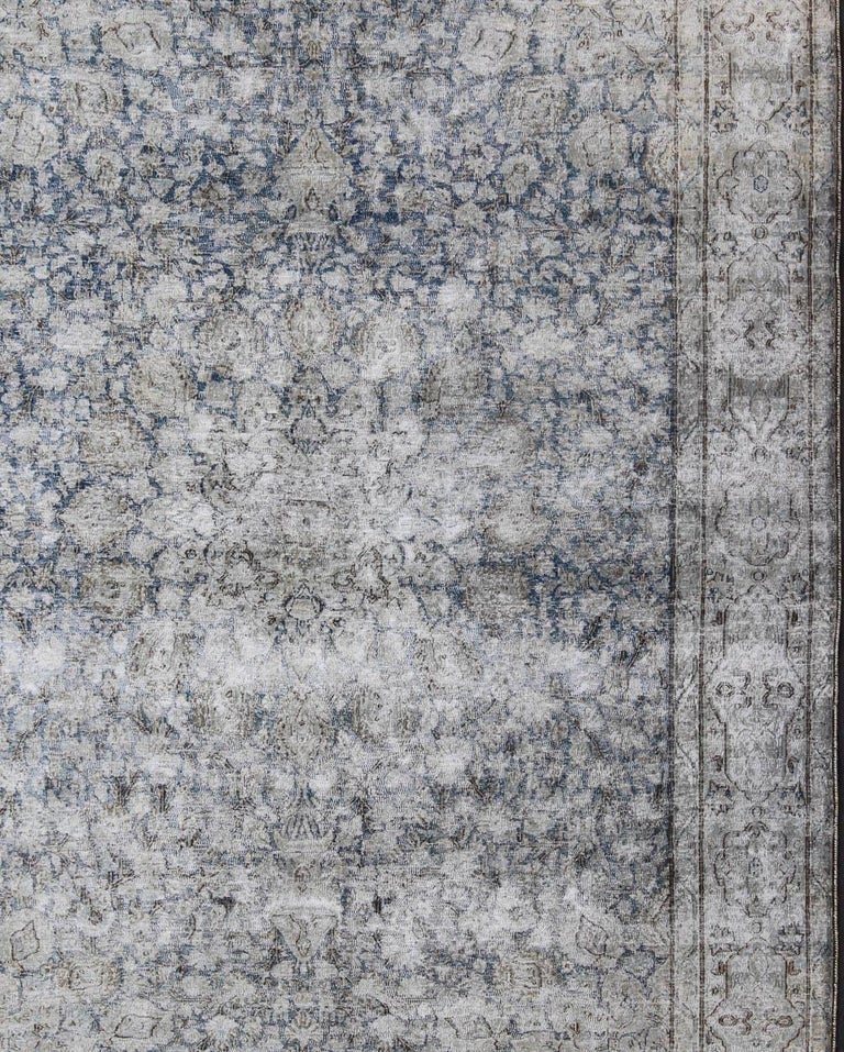 Distressed Modern Design Rug with Faded Colors from 1950s Persia For ...