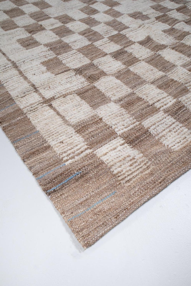 Neutral Checkered Shag Rug at 1stDibs