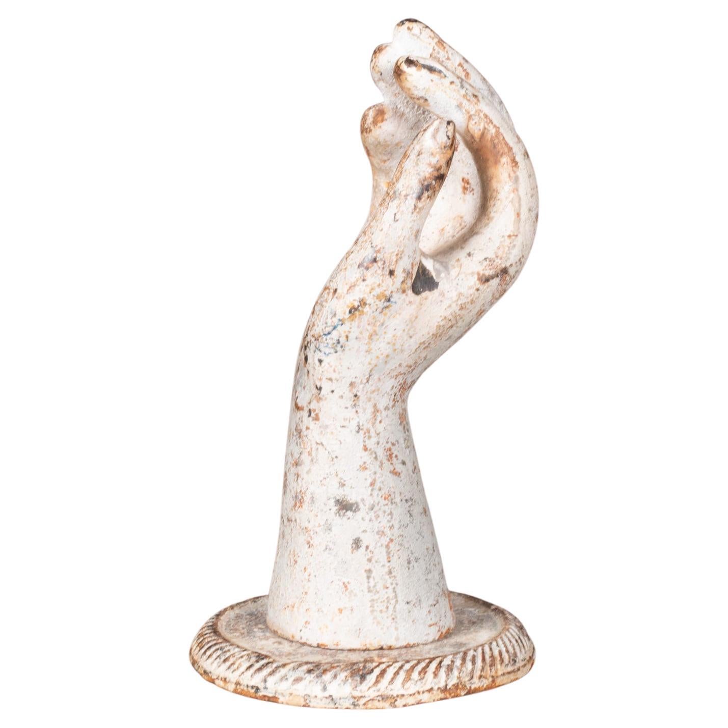 Distressed Mountable Cast Iron Hand Hook c.1940 For Sale at 1stDibs