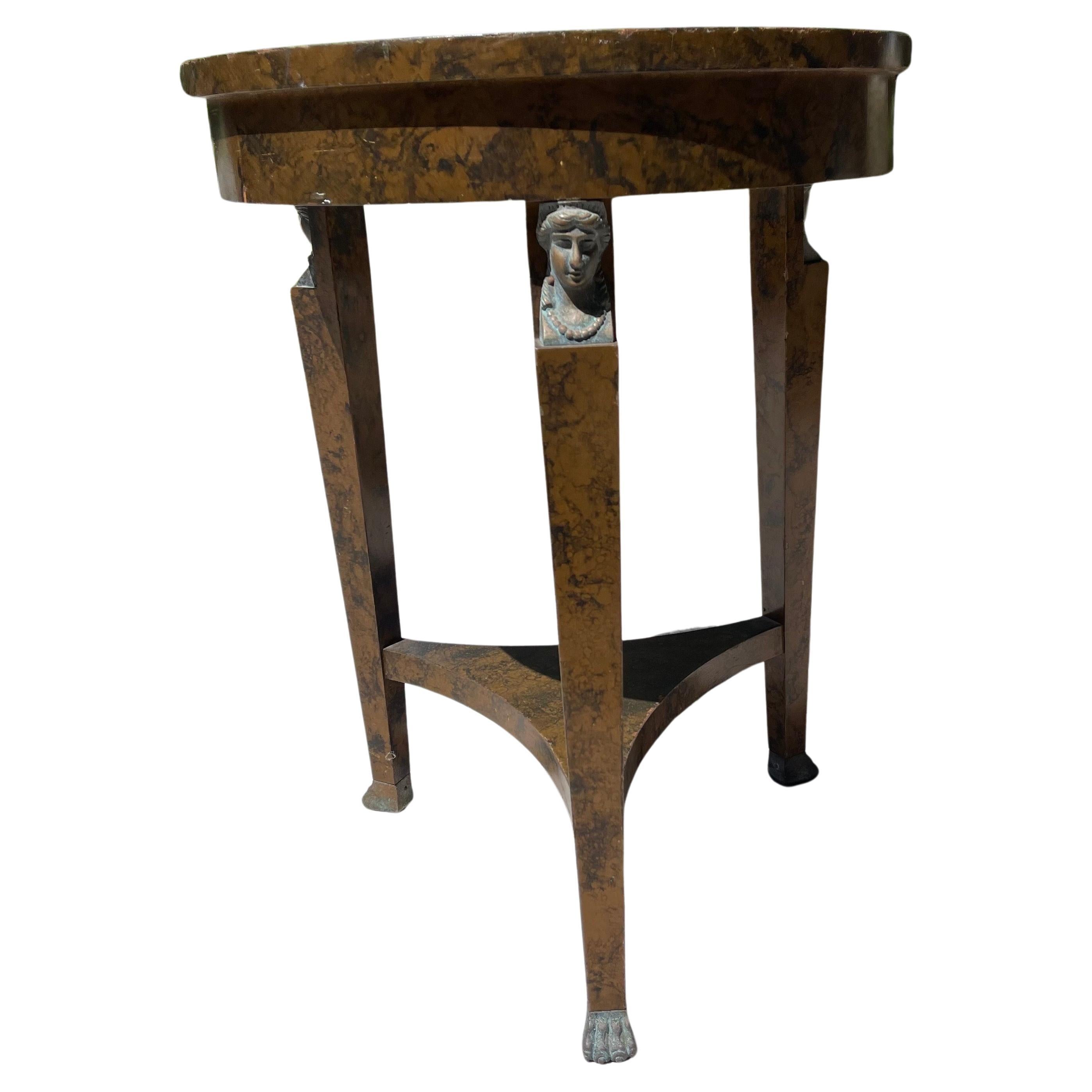 Distressed Neoclassical Style Pawfoot Three Leg Round Side Table by ...