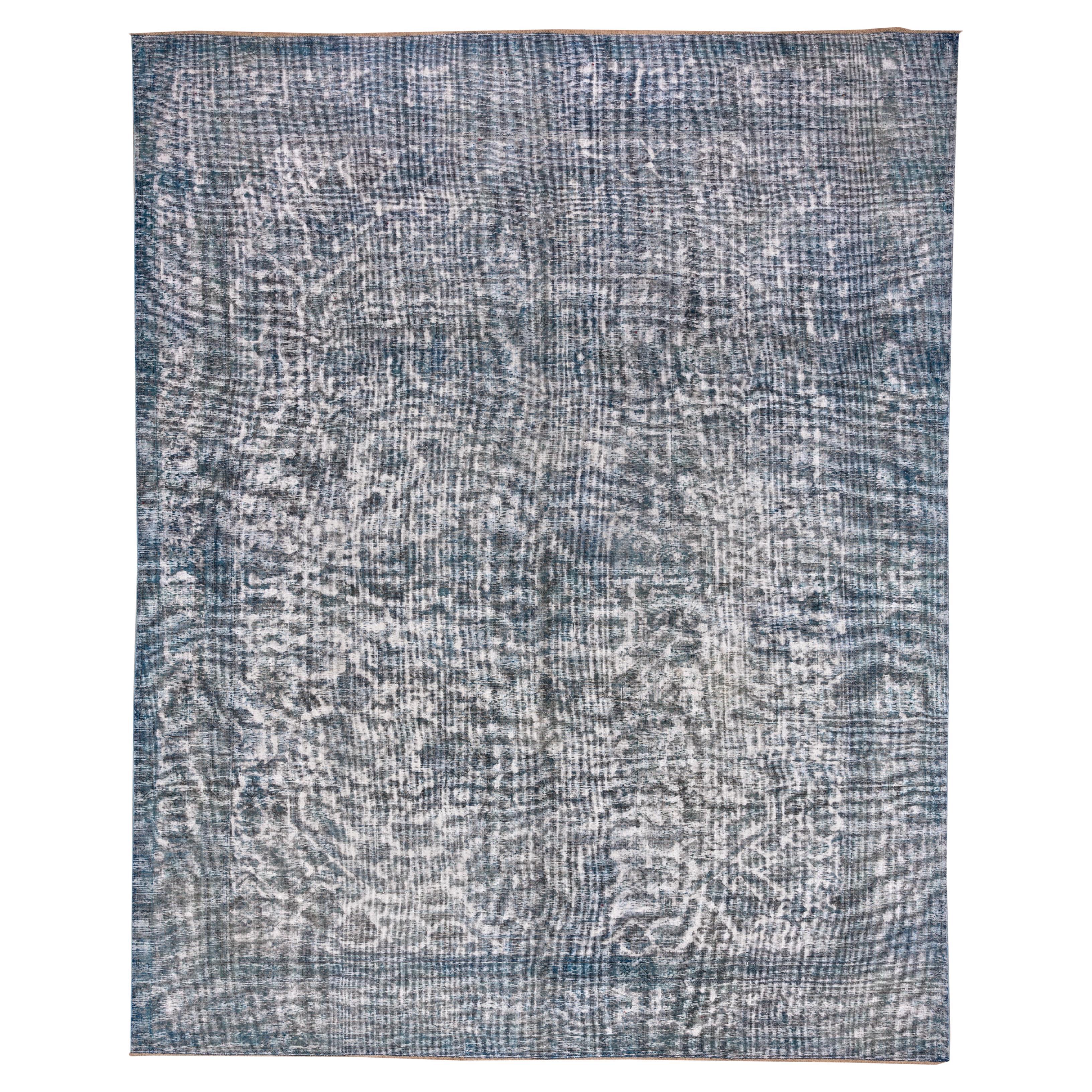 Blue and Chartreuse Camouflage Print Area Rug by Carini For Sale at 1stDibs
