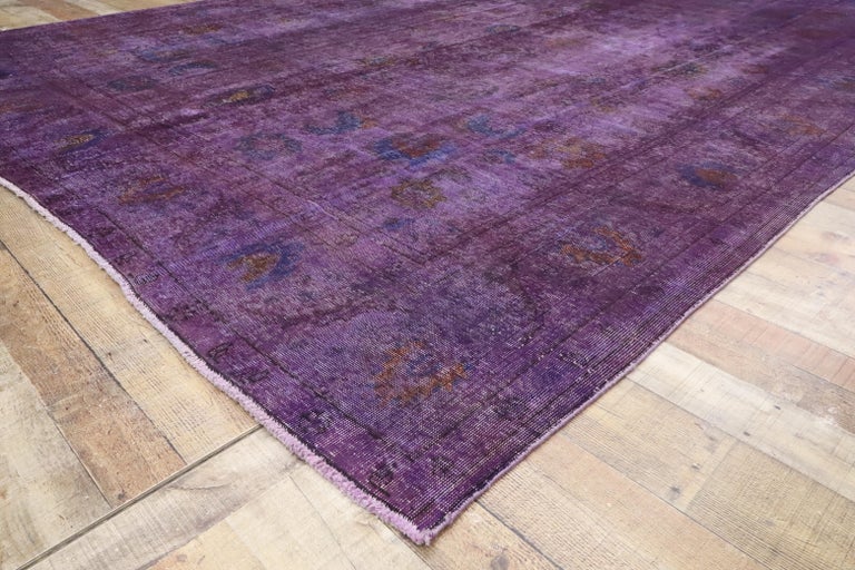 Distressed Overdyed Purple Persian Rug with PostModern Memphis Style at ...