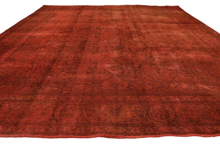 Distressed Overdyed Red Persian Area Rug with Luxe Industrial Style at ...