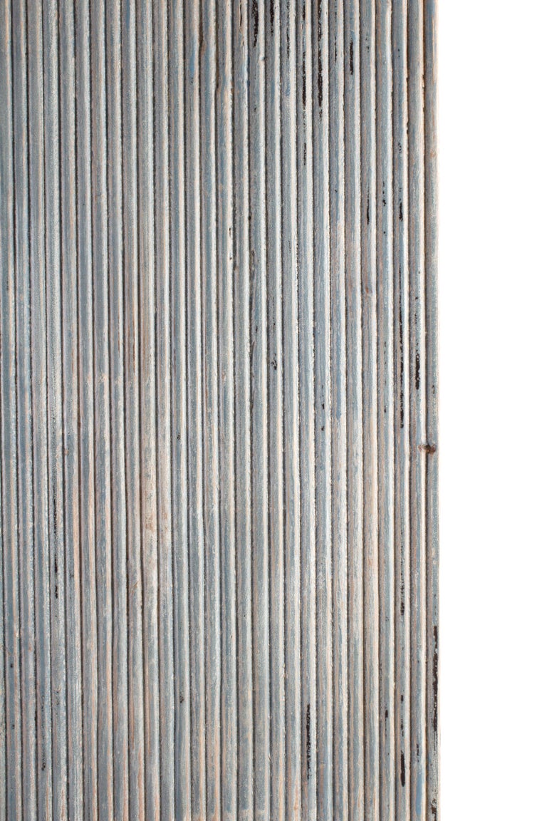 Distressed Paint Patina Four-Door Reed Front Cabinet at 1stDibs