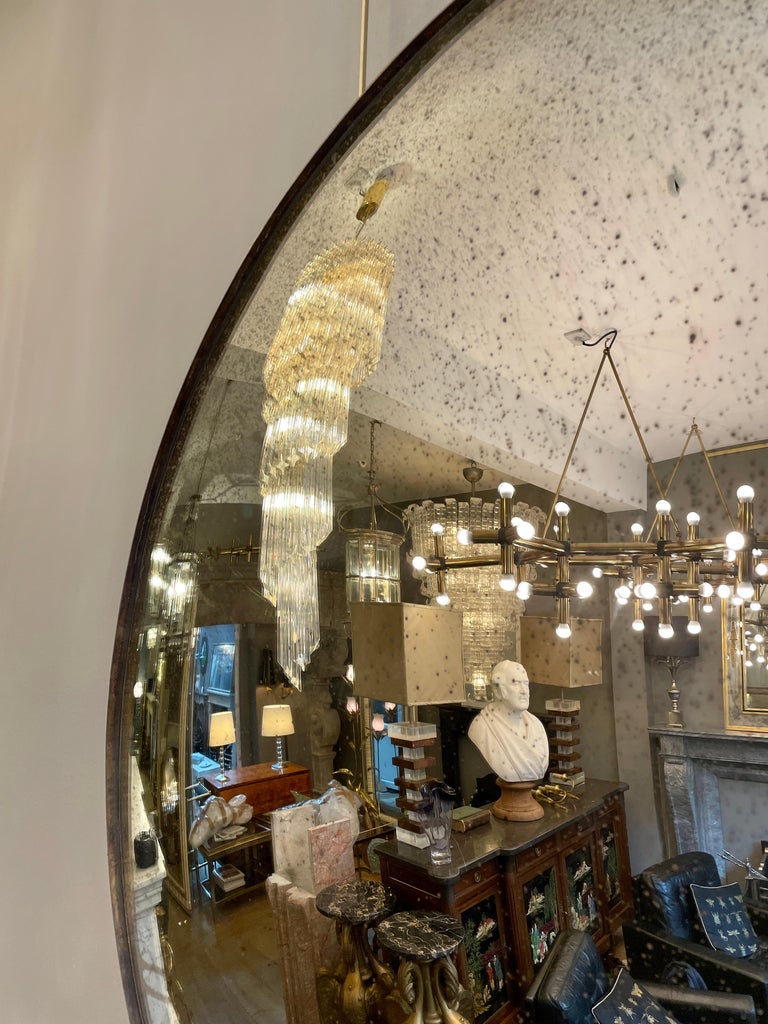 Distressed Silver Convex Mirror at 1stDibs