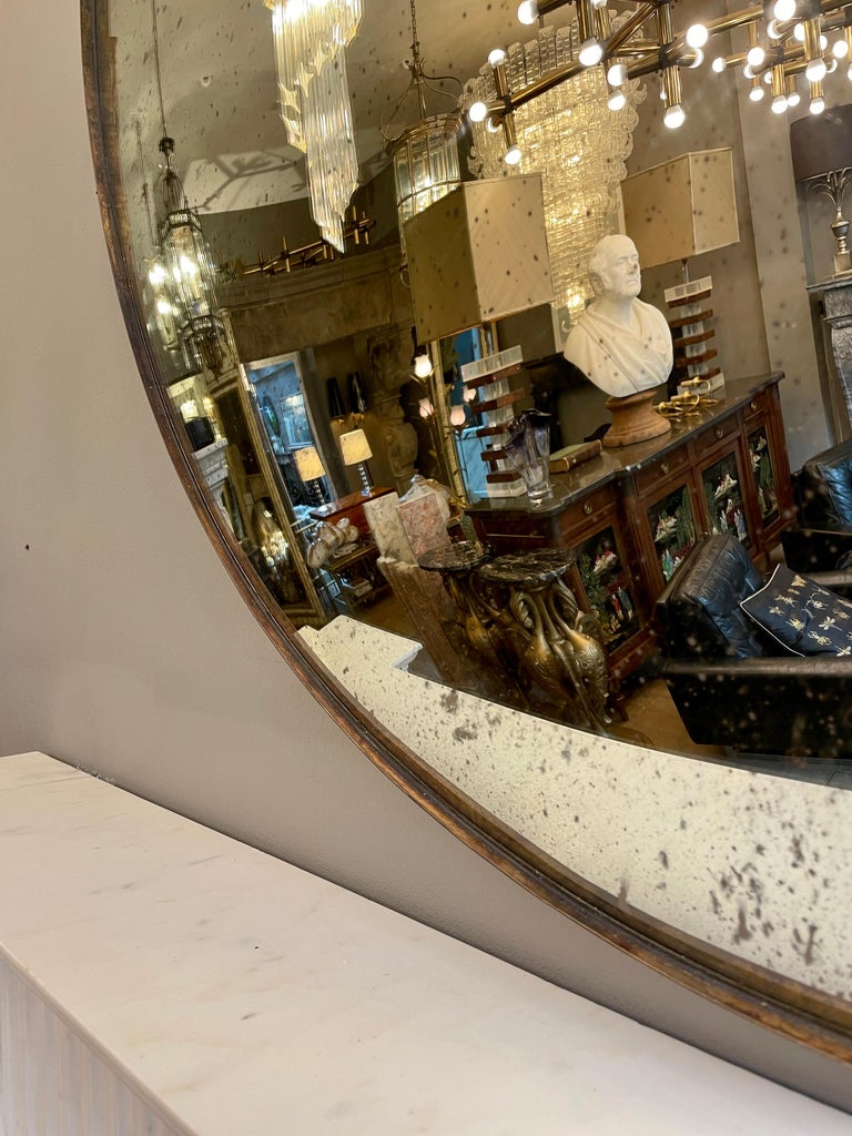 Distressed Silver Convex Mirror at 1stDibs