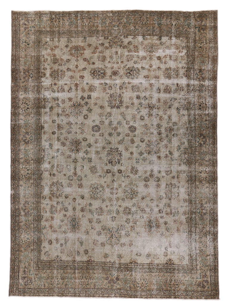 Distressed Sivas Rug with Shabby Chic Farmhouse Style at 1stDibs