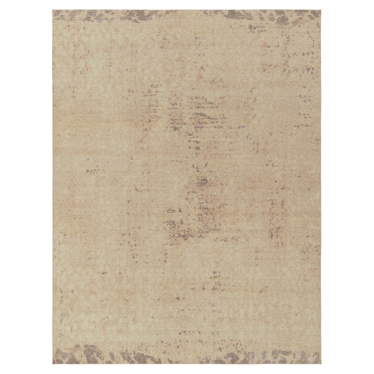 Rug and Kilim's Distressed Style Modern Rug in Beige, Brown Abstract ...