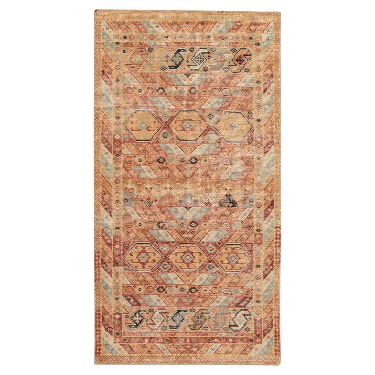 Rug and Kilim's Distressed Style Runner in Orange, Gold and Red Tribal ...