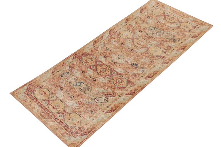 Rug and Kilim's Distressed Style Tribal Runner in Orange, Red and Blue ...