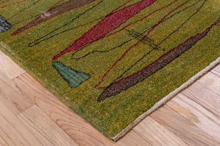 Distressed Turkish Art Deco Rug, Kelly Green Field For Sale at 1stDibs ...