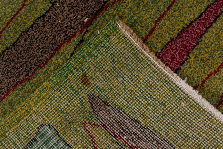 Distressed Turkish Art Deco Rug, Kelly Green Field For Sale at 1stDibs ...