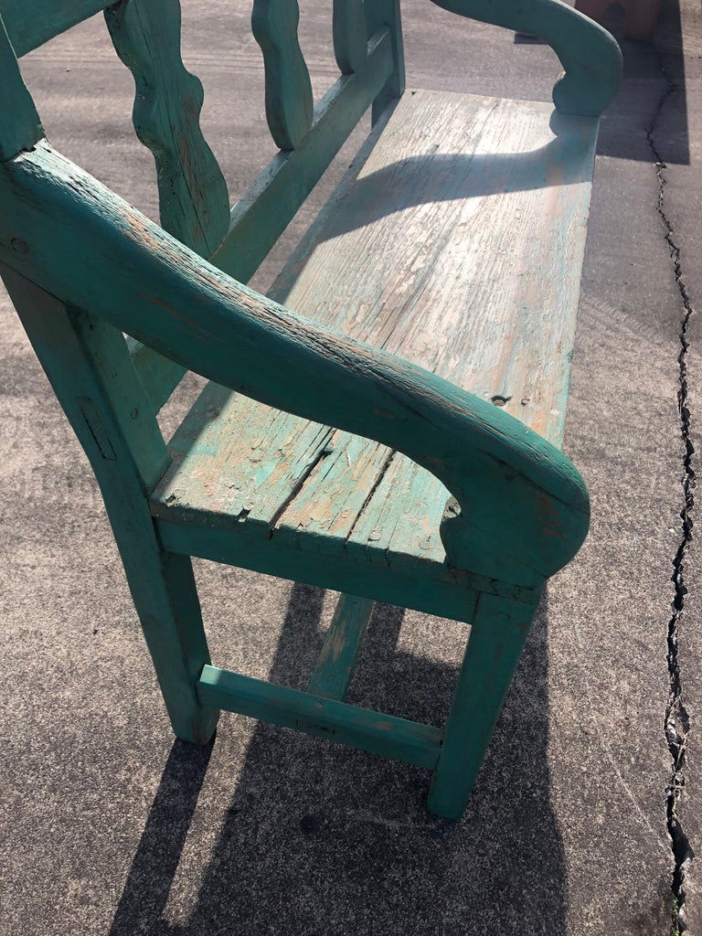 Distressed Turquoise Antique Santa Fe Bench at 1stDibs | distressed ...