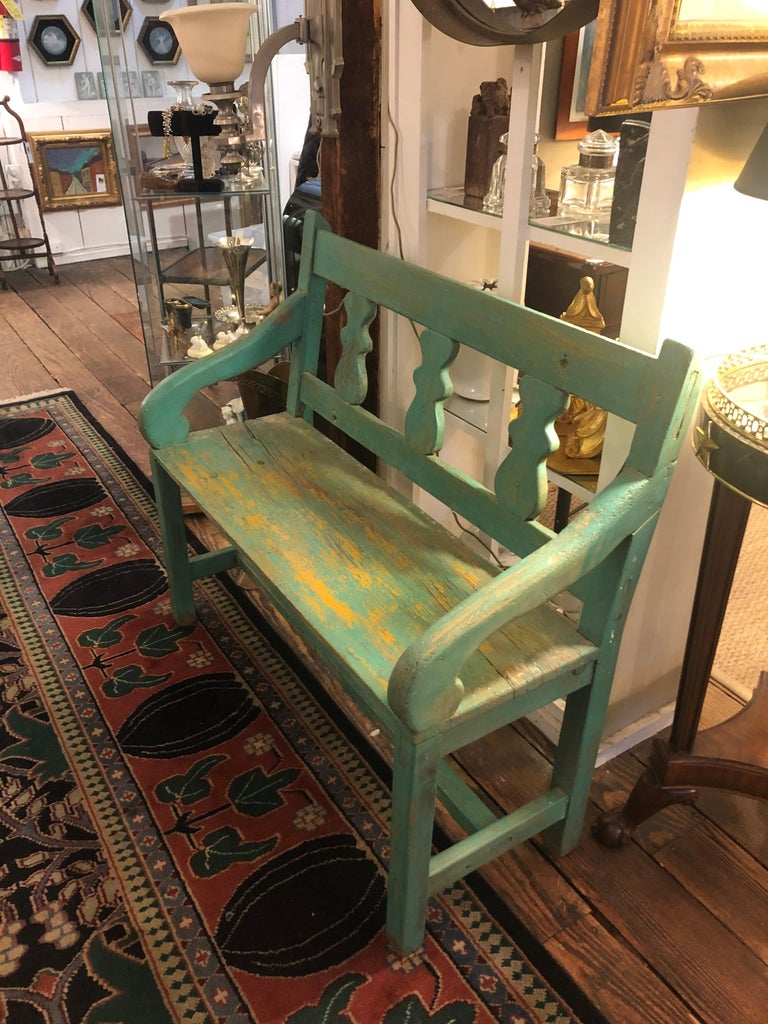 Distressed Turquoise Antique Santa Fe Bench at 1stDibs | distressed ...
