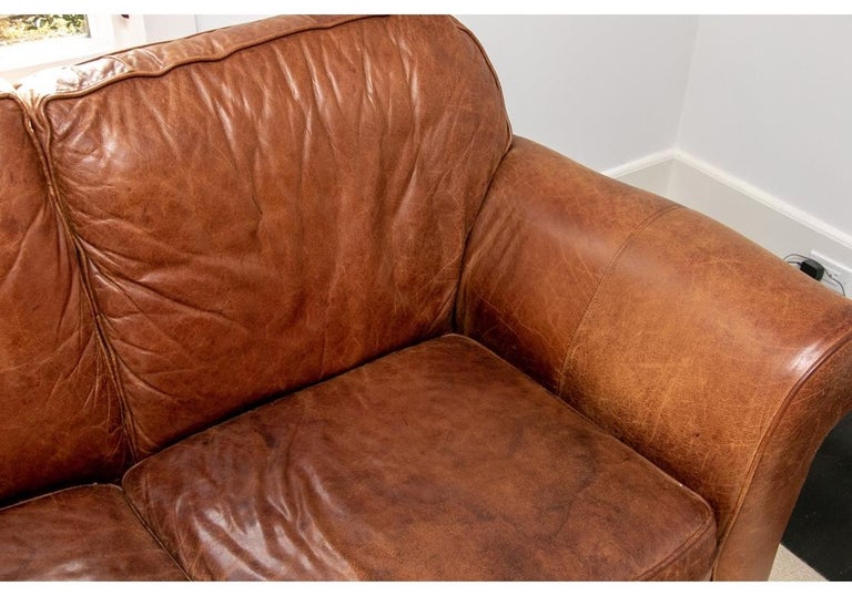 Distressed Vintage Leather Sofa For Sale at 1stDibs