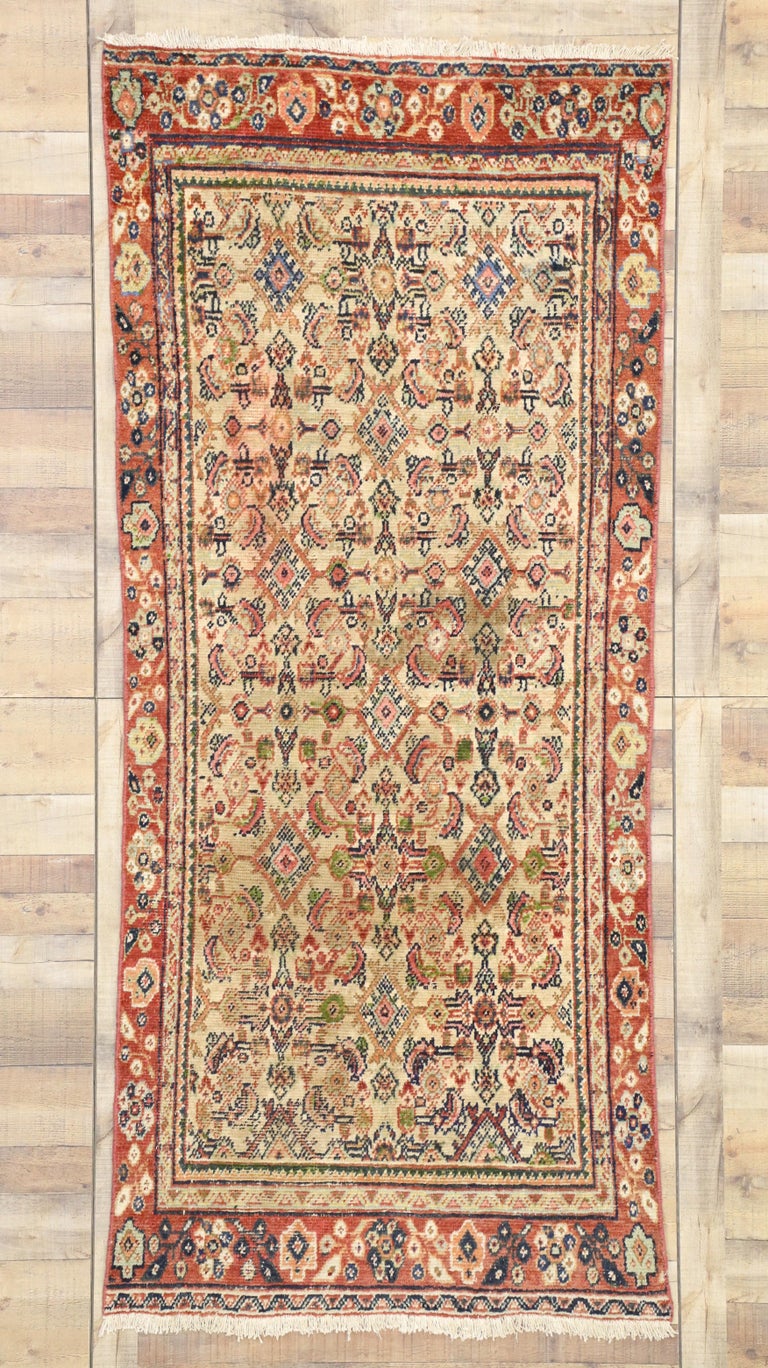 Distressed Vintage Persian Mahal Runner, Rustic Hallway Runner For Sale ...