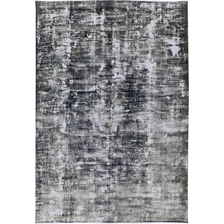 Distressed Vintage Persian Rug with Modern Design in Shades of Dark ...