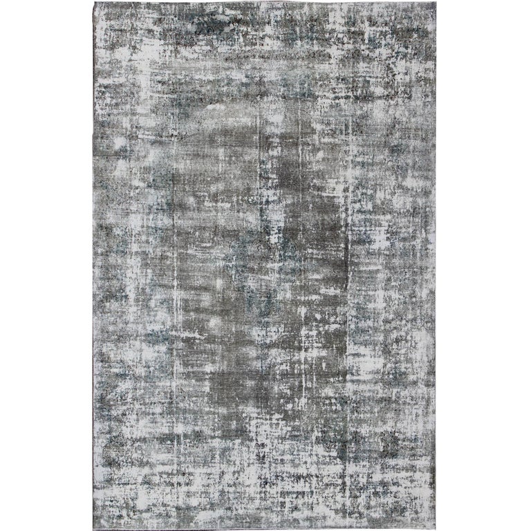 Distressed Vintage Persian Rug with Modern Design in Shades of Gray and ...